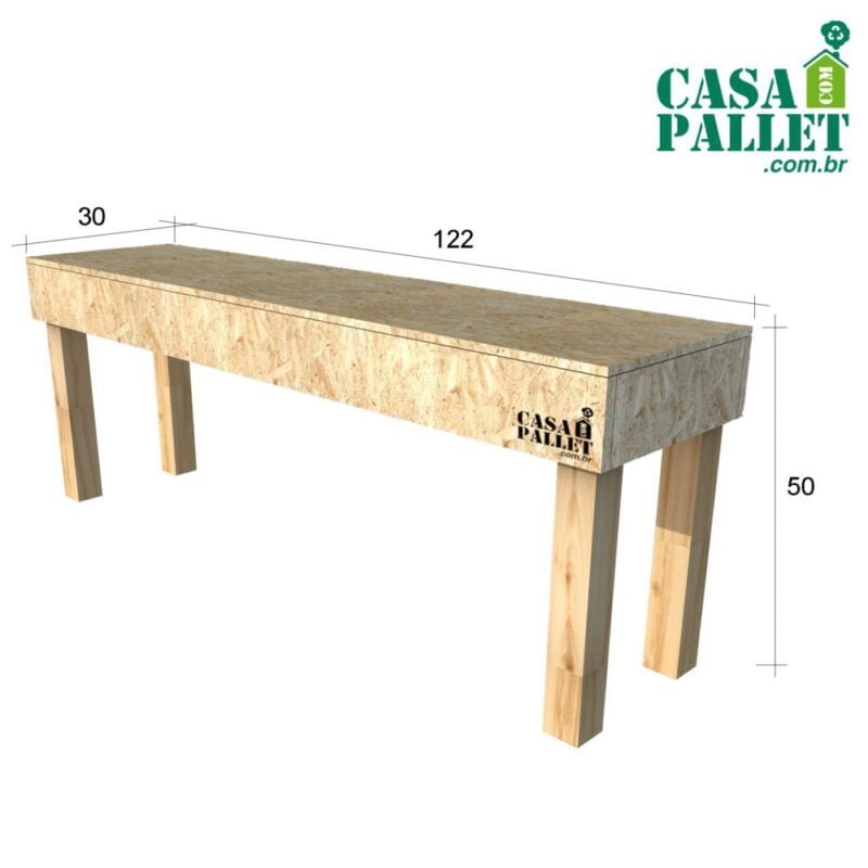 Banco de OSB - 2 lugares - Casa com Pallet