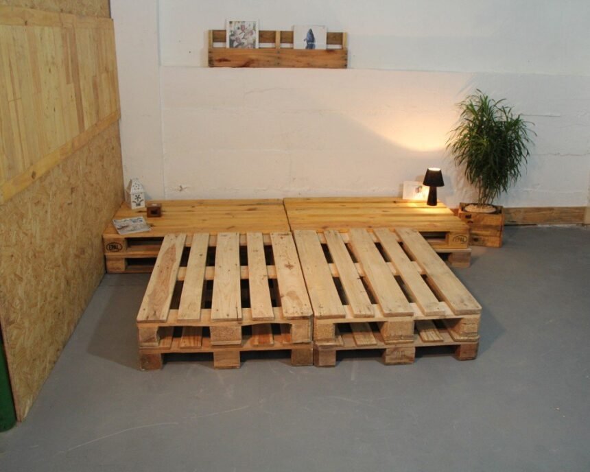 Cama de Casal 2 níveis (8 pallets) - Casa com Pallet